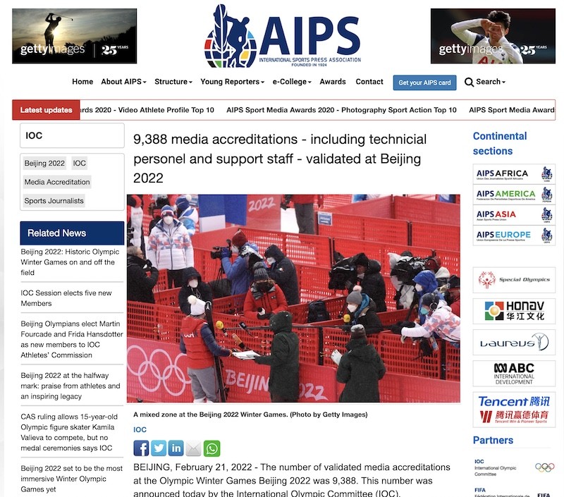 北京冬季五輪の取材者総数は9388人…女性は23％ - PRESSPORTS