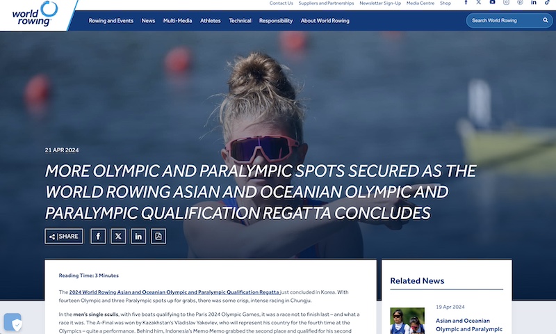 森卓也がパリパラリンピック出場へ‥ローイング大陸選考で1位選手失格 - PRESSPORTS